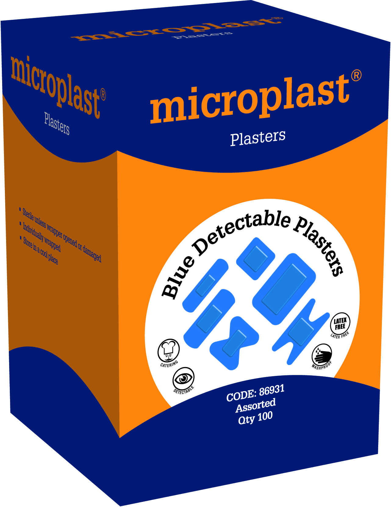 Assorted Blue Detectable Plasters x 100 - Care Corner